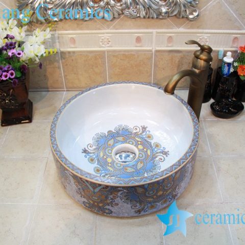 YL-P_2688 Fancy lord palace style ceramic cupboard bath wash basin ...