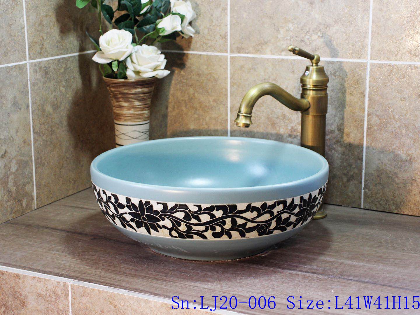 LJ20-006 Hand-made circular washbasin with special pattern design-China ...